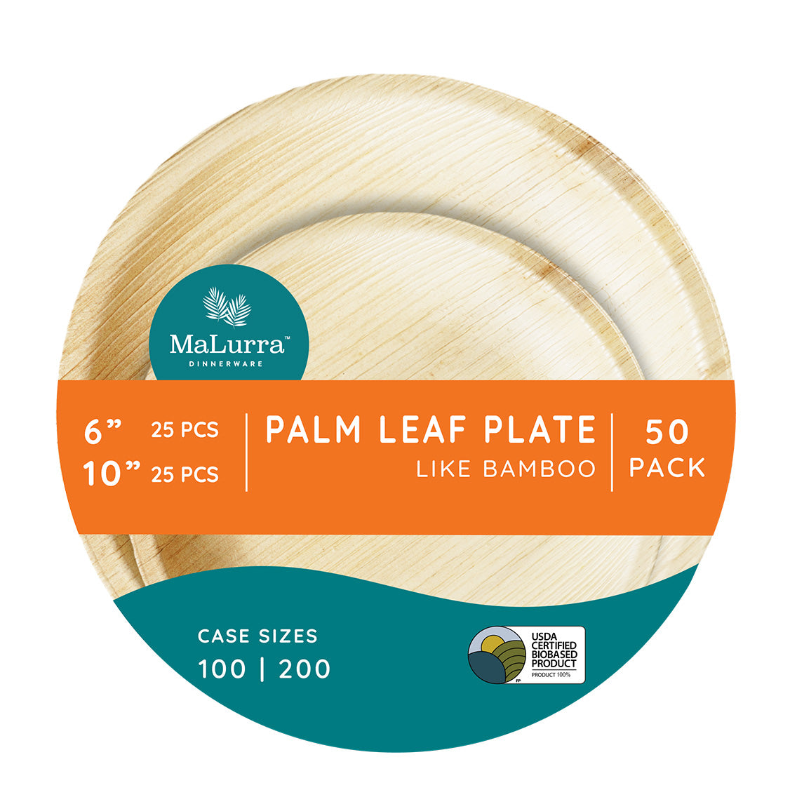 Eco-Friendly 6" & 10" Palm Leaf Round Dinner Plates Set