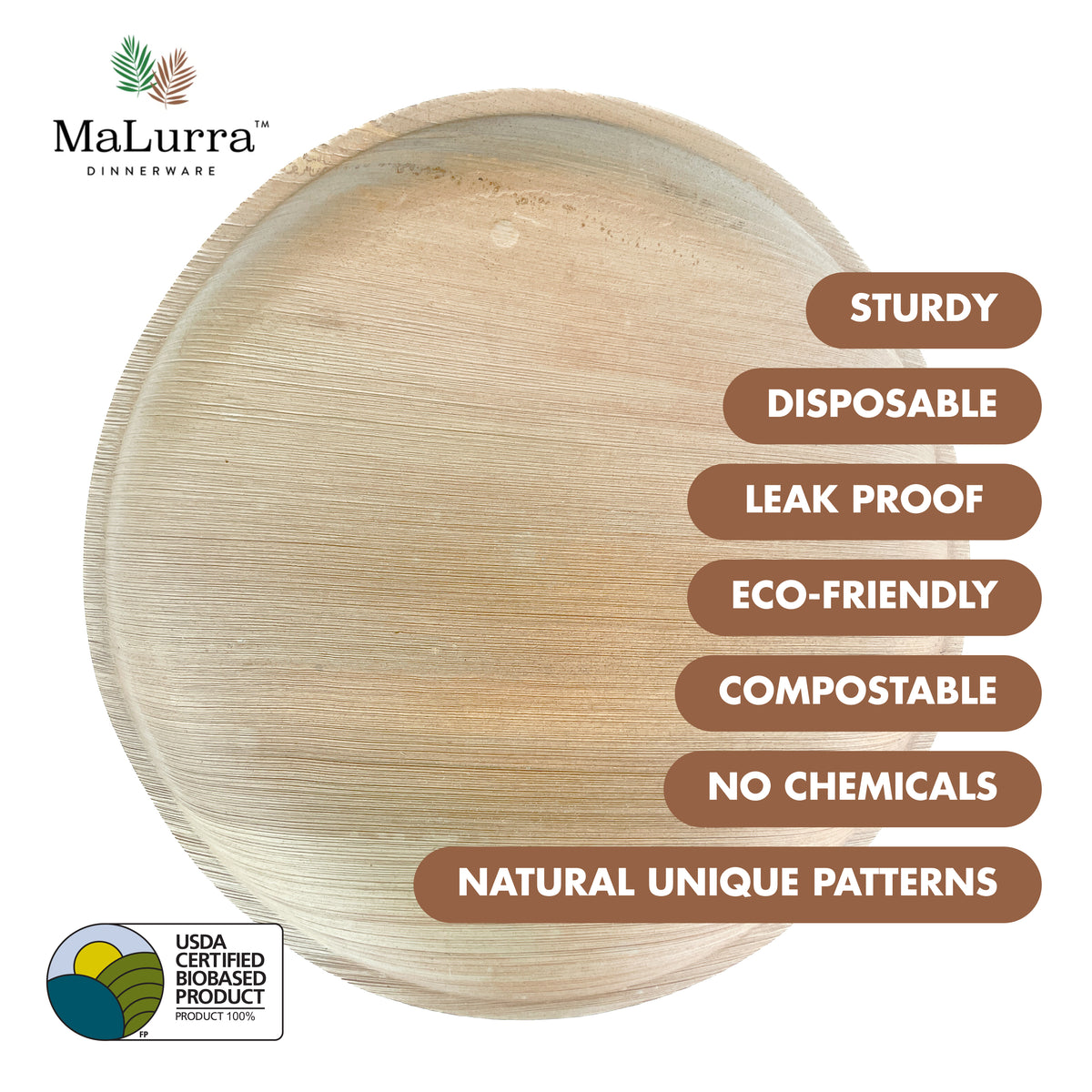 Disposable Bamboo Styled Palm Round Party Plates